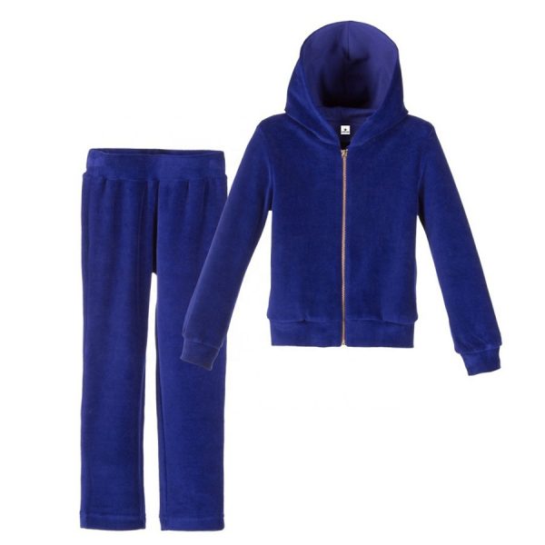 Custom Blue Velour Velvet Tracksuits for Women