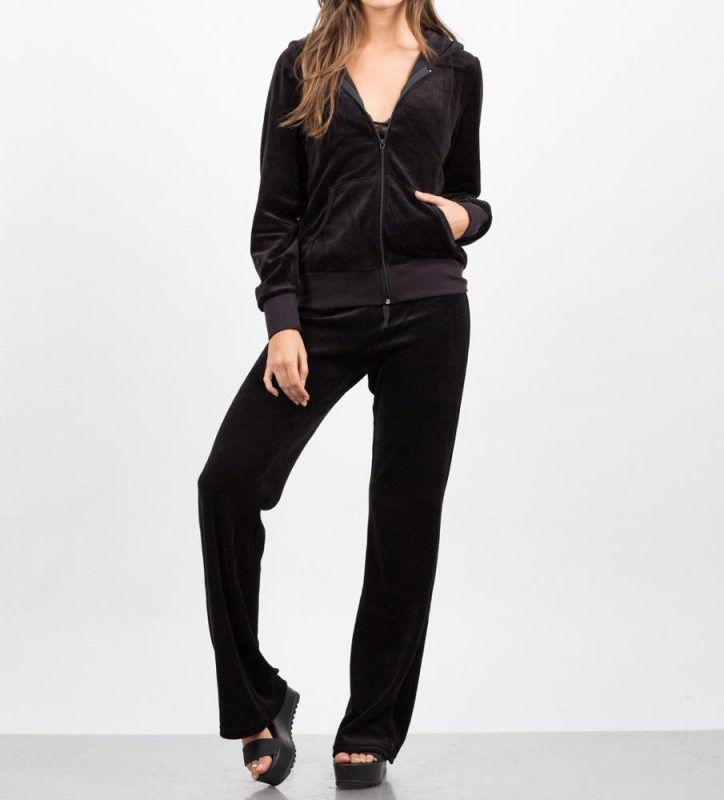 Women Ladies Custom Blank Blue Velour Tracksuit