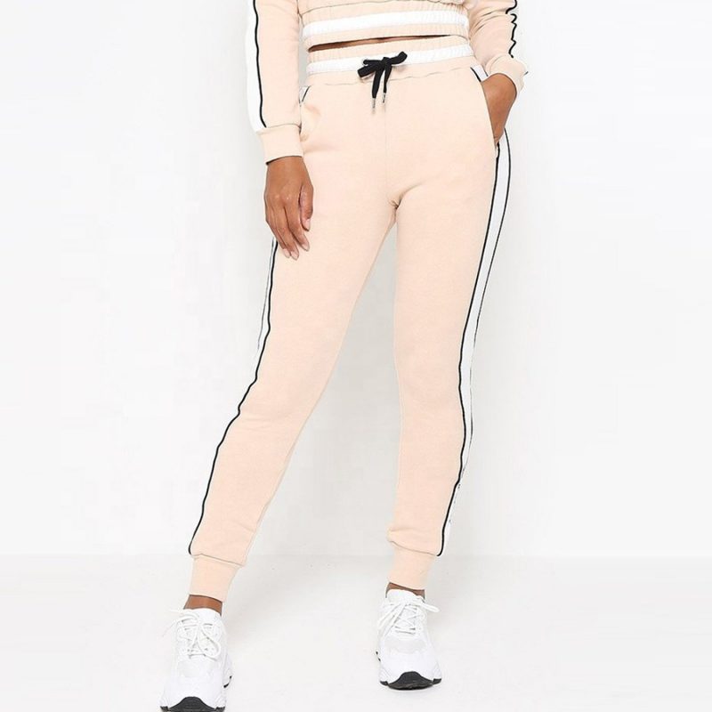 Girls Contrast Side Stripe Crop Hoodie Beautiful Tracksuit