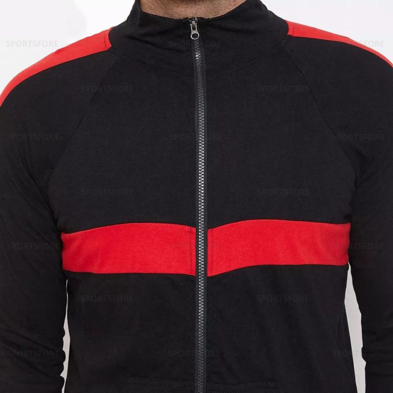 Men Sports Running Fitness Training Black and Red Tracksuits Sets